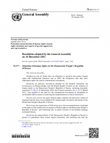 General Assembly Resolutions | OHCHR Seoul